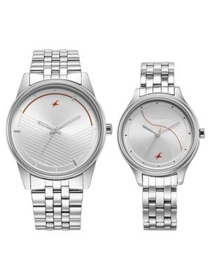 Buy Fastrack Men Analog Silver Dial Silver Strap Watches (M) Online