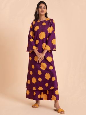 Buy Pink Fort Floral Relaxed Palazzo Purple (Set of 2) Online