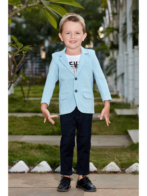 Buy BAD BOYS Tiny Trendsetter Blue Blazer, T-shirt with Pant & Belt ...
