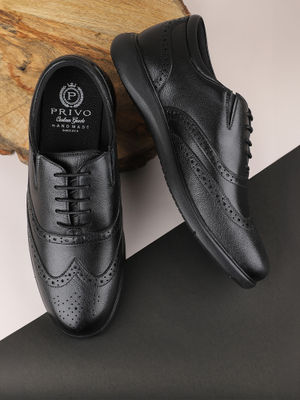 Buy PRIVO Men Black Formal Brogues Online