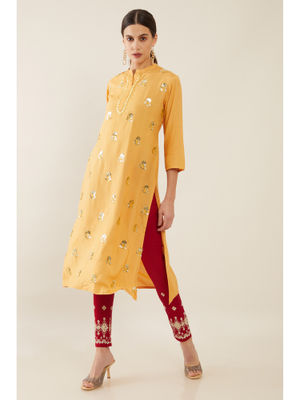 Buy Soch Maroon Viscose Solid Machine Embroidery Pant Online