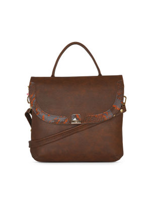 Buy Baggit Outland Brown Small Saddle Handbag Online