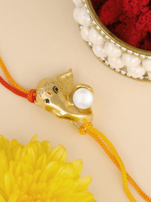 Buy GIVA Sterling Silver Ganesha Face Golden Rakhi Online