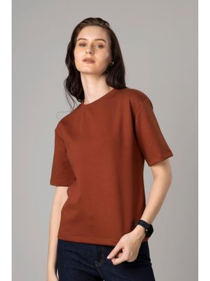 Buy NEOFAA Classic Plain T-Shirt for Women - Rust (XXS) Online