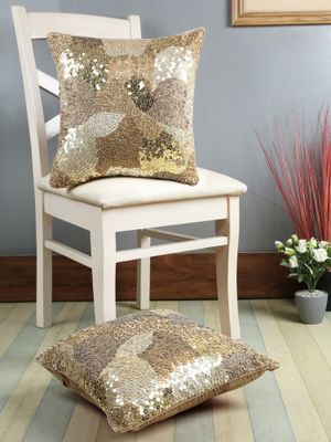 Buy eyda Embellished Cushion Cover Set Of 2-16X16 Inch Online