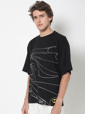 Buy Bewakoof Mens Black Graphic Oversized T-shirt Online