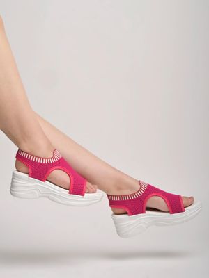 Buy Shoetopia Women Comfortable and Trendy Flatforms Magenta Sandals ...