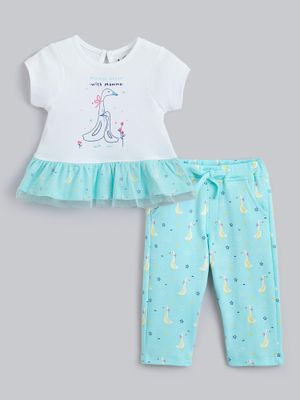 Buy Hopscotch 2-Pc Swan Cotton Pant Set Online