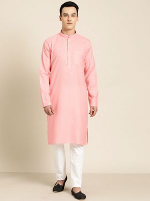 Buy SOJANYA Pure Cotton Pink Solid Kurta and Churidar (36) Online