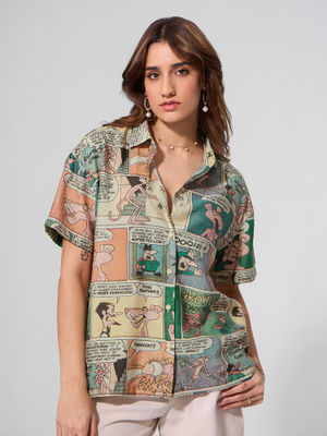 Buy The Souled Store Panther Comics Women Boyfriend Shirt (XS) Online