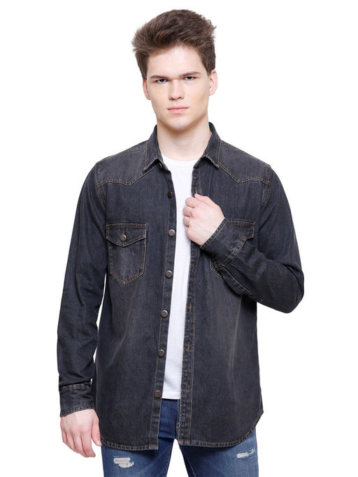 Buy Stylish Grey Denim Shirts Collection At Best Prices Online