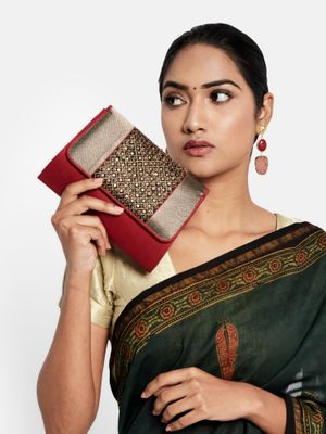 Buy Fabindia Fabric Embroidered Clutch Bag Online