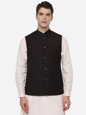 Buy JadeBlue Mens Solid Black Terry Wool Regular Fit Modi Jacket Online