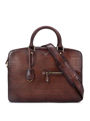 Buy Da Milano Brown Leather Laptop Bag Online