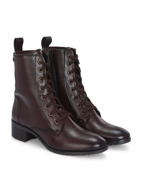 Buy Delize Women Brown Synthetic Round Toe High Top Casual Boots (UK 3 ...