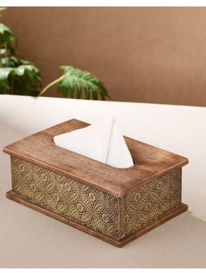 Buy Fabindia Brass Wood Cladded Kanchan Tissue Box Online