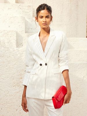 Buy SALT Attire Bold Striped Double Breasted Blazer (S) Online