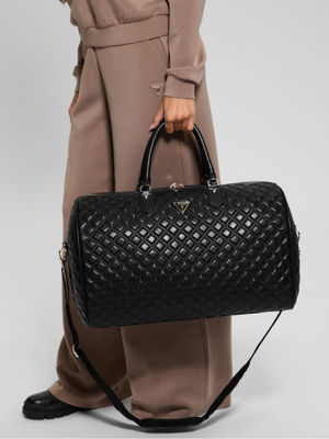 Buy Guess Black Quilted Giully Weekender Duffle Bag Online