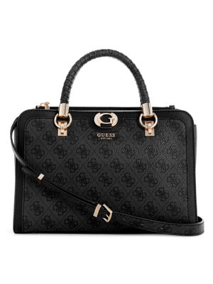 Buy Guess Grey Logo Printed Orlina Logo Society Satchel Bag Online