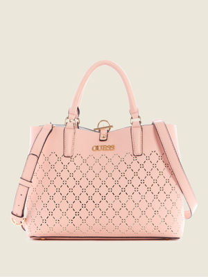 Buy Guess Peach Self-Design Amara Girlfriend Satchel Bag Online