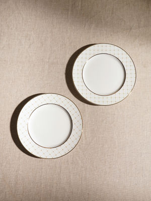 Buy Pure Home + Living White Ceramic Criss Cross Detail Dessert Plates ...