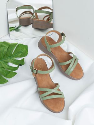 Buy Inc.5 Womens Green Casual Strappy Round Toe Sandals (EURO 35) Online