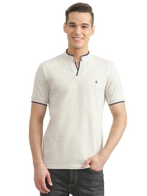 Buy United Colors of Benetton Mens Oatmeal Johny Collar T-Shirt Online