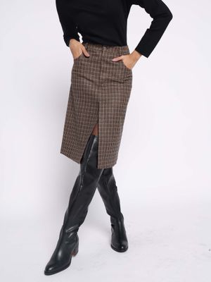 Buy THISISDEHI Brown Erma Woolen Skirt (XXS) Online