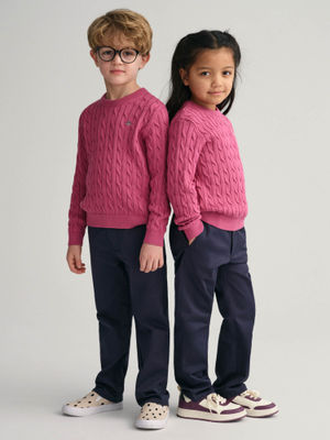 Buy GANT Kids Solid Round Neck Full Sleeves Sweater Online