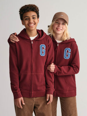 Buy GANT Kids Solid Maroon Hooded Sweatshirt Online