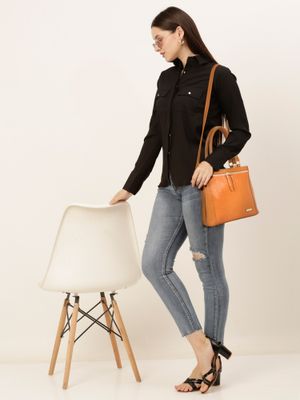 Buy Teakwood Women Mango Texture Leather Structured Handheld Bag Online