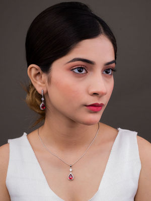Zilver Jewellery Sets : Buy Zilver 92.5 Sterling Silver Red ColorDrop ...