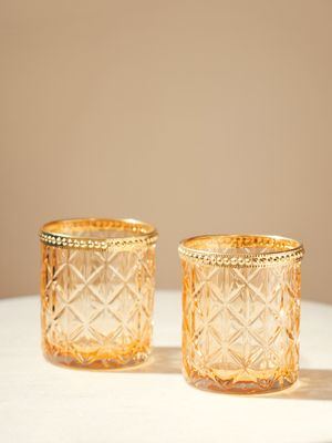 Buy Pure Home + Living Set of 2 Brown Diamond Texture T-Light Holders ...