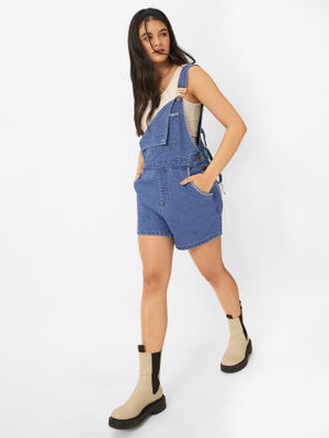 Buy The Souled Store Blue Embroidered Dungaree (XXS) Online