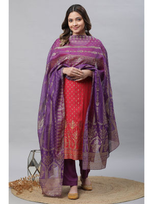 Buy Aurelia Purple Printed Cotton Dupatta Online