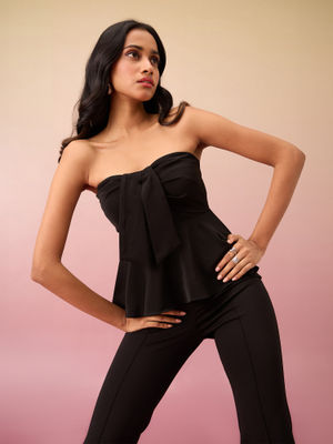 Buy RSVP by Nykaa Fashion Black Solid Sweetheart Neck Tube Top Online