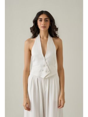 Buy No Grey Area White Open Back Waistcoat (XXS) Online