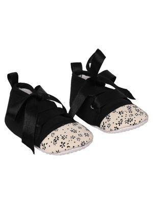 Buy Coco Candy Floral Baby Shoes Booties - Black & White Online