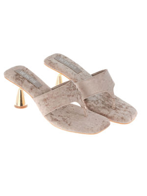 Buy Tic Tac Toe Grey Velvet Angootha Block Heels Online