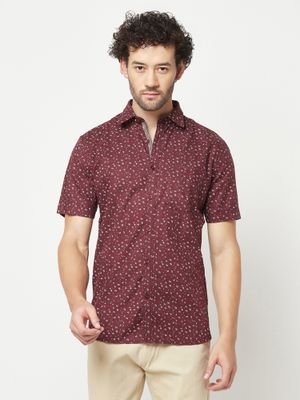 Buy CRIMSOUNE CLUB Maroon Floral Shirt Online