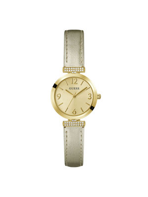 Buy Guess Women Champagne Round Stainless Steel Dial Analog Watch ...