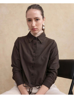 Buy RAREISM Dark Brown Hika Plain Regular Shirt (XXS) Online