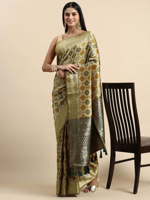 Buy Vastranand Floral Kanjeevaram Zari Woven Design Pethani Banarasi ...