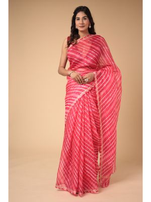 Buy Zari Jaipur Kota Doria Saree with Leheriya Texture with Unstitched ...