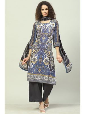 Buy Biba Blue Printed Suit (Set of 3) Online