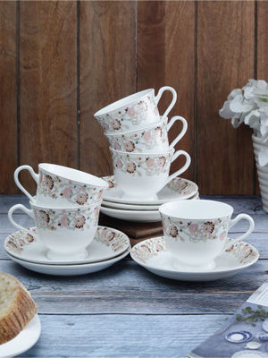 Buy CLAY CRAFT Fine Ceramic Cup and Saucer Set of 12 ( 6 Cups + 6 ...