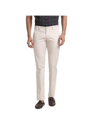 Buy Parx Tapered Fit Solid Light Fawn Trouser Online