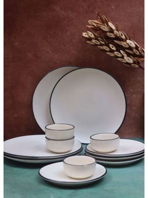Buy WEAVING HOMES Basic White Dinner Set With White Color Online
