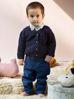 Buy THE BABY TRUNK Red Ribbed Cardigan (0-6 Months) Online