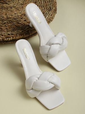 Buy Truffle Collection Off White Braided Heels Online